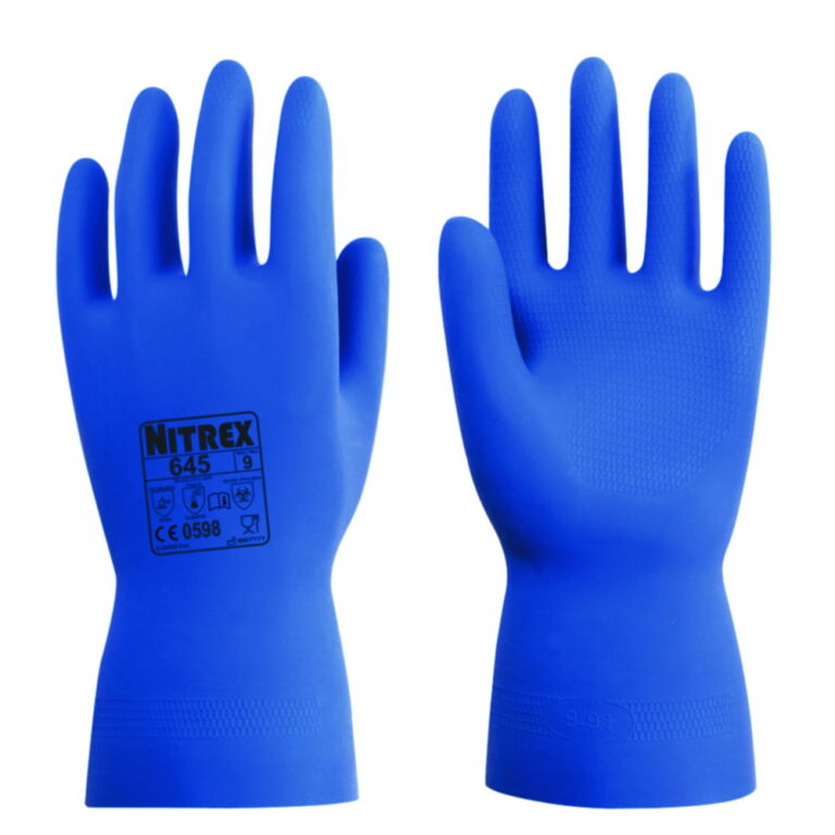 Chemical protective gloves Nitrex 440 L (9) latex, blue, flocked inside ...
